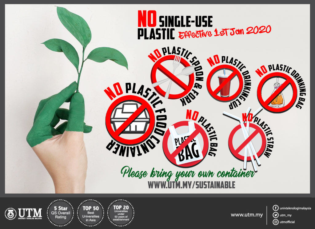 [PEMAKLUMAN] KEMPEN “NO SINGLE-USE PLASTIC” DI KAMPUS UTM | #Mami&Family