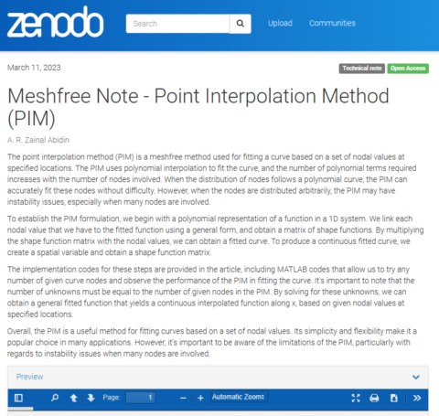 Point Interpolation Method (PIM) | Dr Ahmad Razin Zainal Abidin