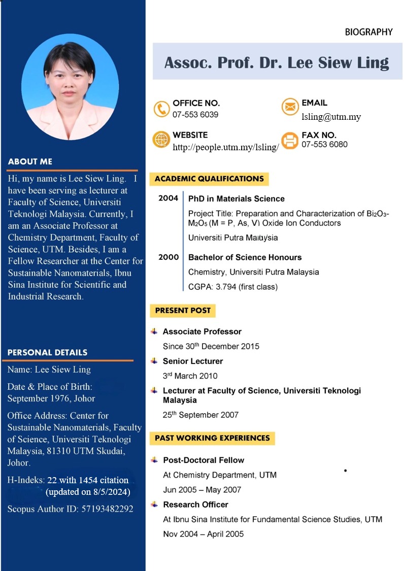 Biography | Assoc. Prof. Dr. Lee Siew Ling