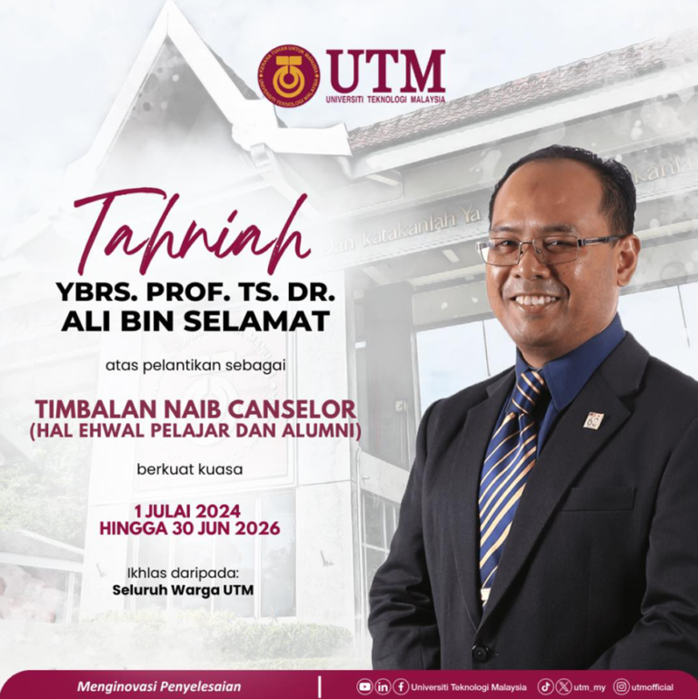UTM’s newly appointed TNC HEPA – congratulations Prof Ali Selamat