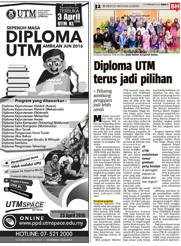 Diploma UTM terus jadi pilihan!!!
