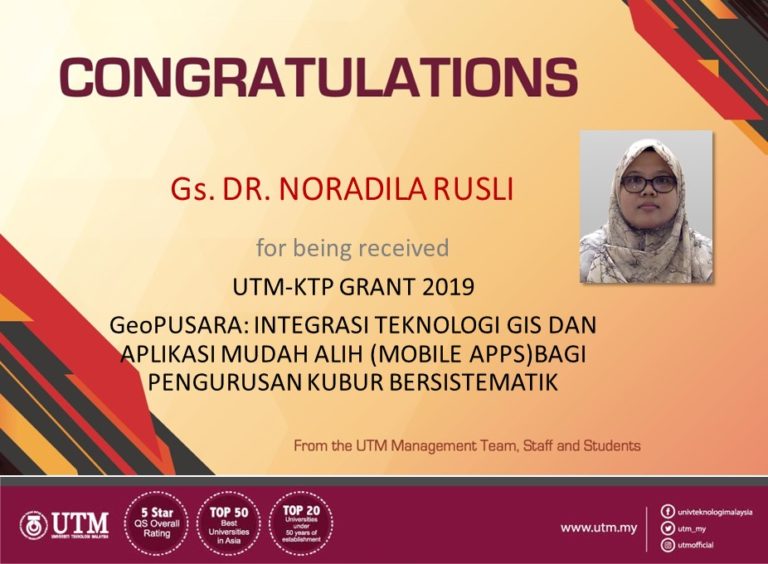 CONGRATULATIONS: UTM-KTP GRANT | Ts Gs Dr. Noradila Rusli