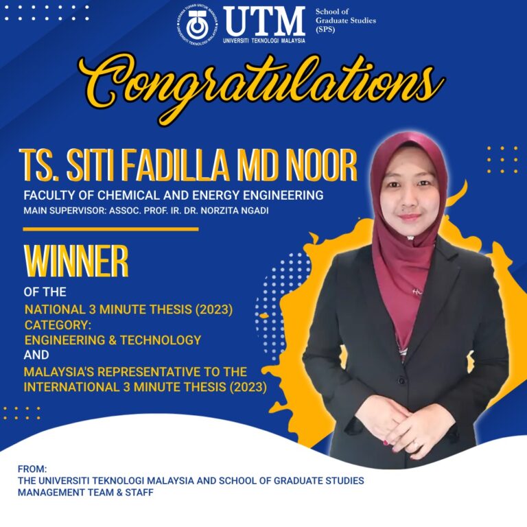 UTM win first place in 3MT 2023 National Level – Dr. Norah Md Noor