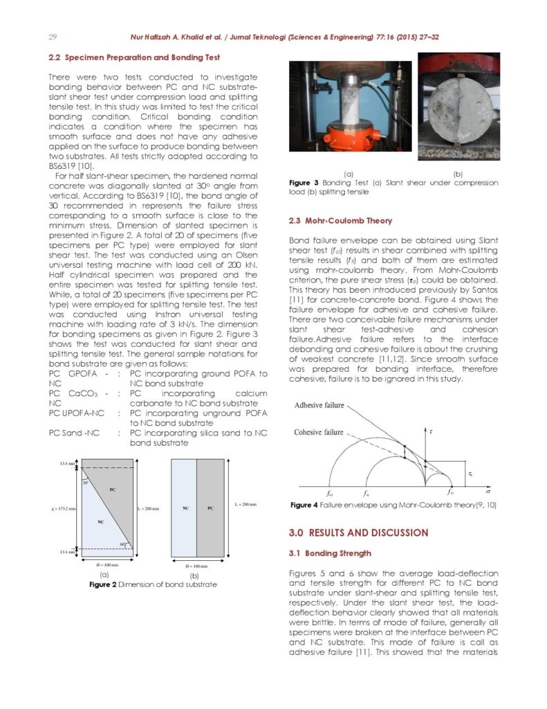 Polymer Concrete to Normal Concrete Bond Strength: Mohr-Coulomb Theory ...