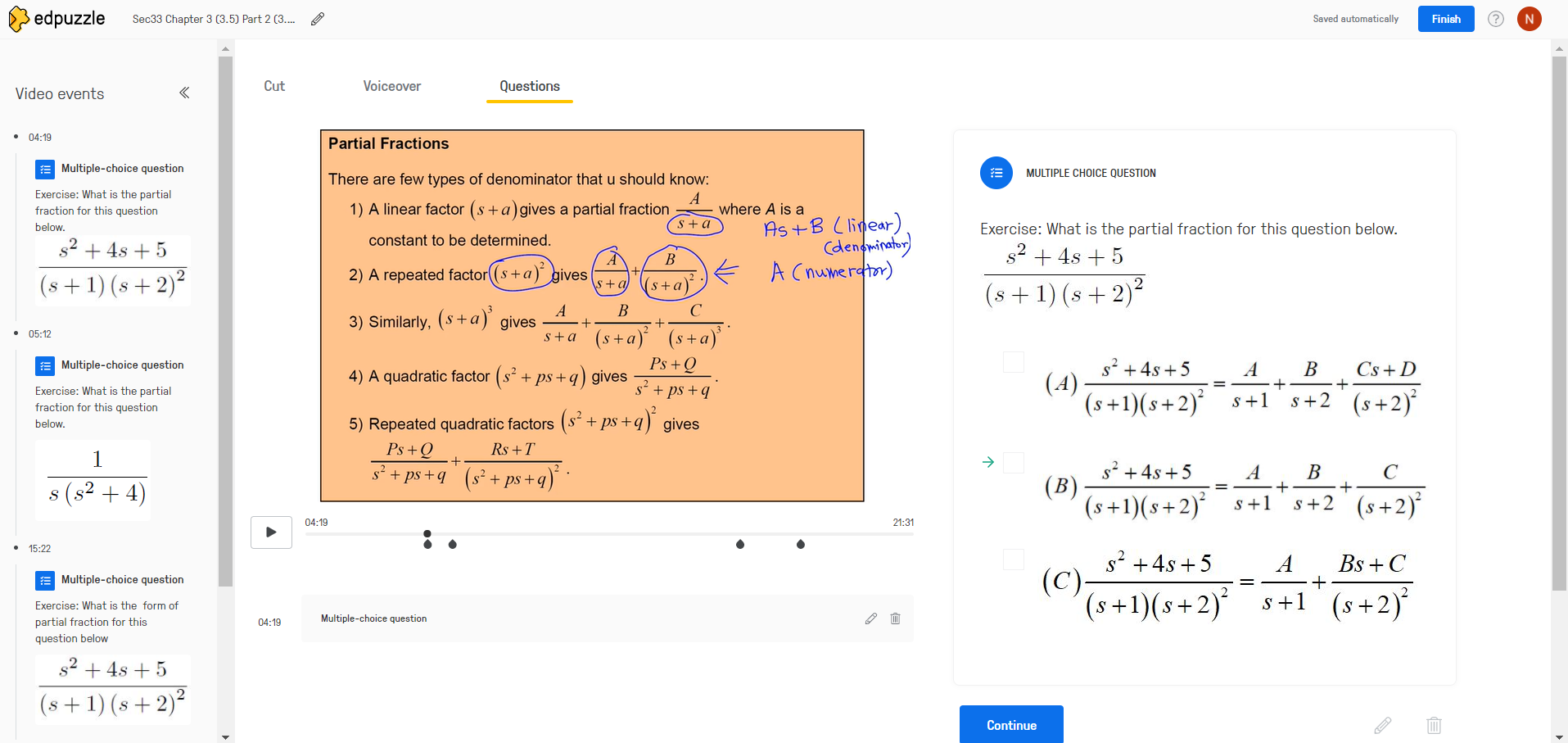 Interactive Video using Edpuzzle