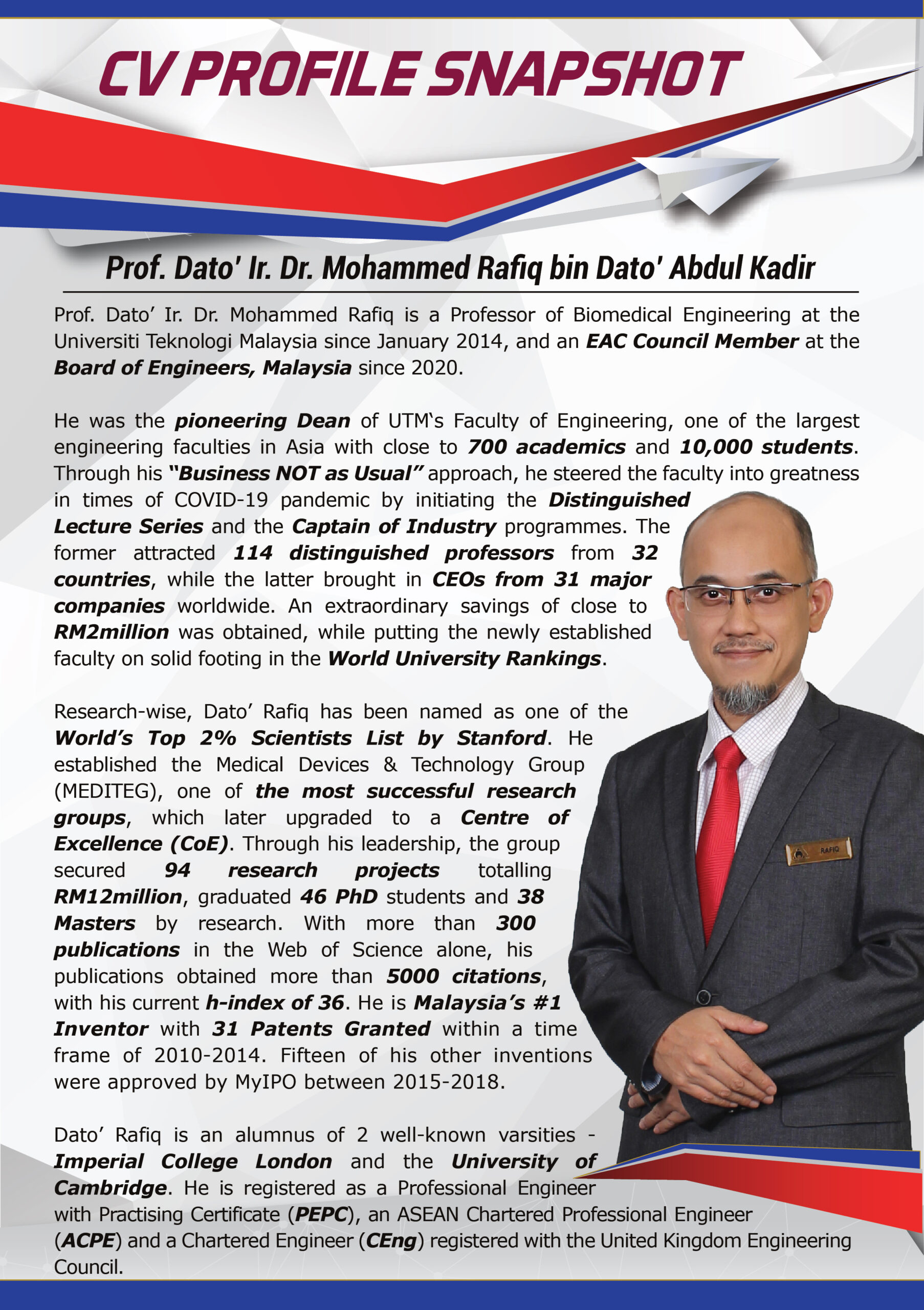 Prof. Dato' Ir. Dr. Mohammed Rafiq bin Dato' Abdul Kadir